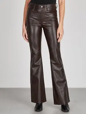 Veronica Beard Beverly Dark Brown Faux Leather Trousers