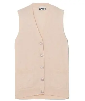 GANNI - Crystal-Embellished Cashmere Vest