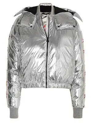 Perfect Moment Star Hooded Cropped Quilted Metallic Ski Jacket