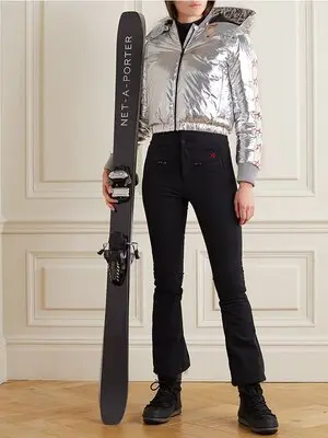 Perfect Moment Star Hooded Cropped Quilted Metallic Ski Jacket