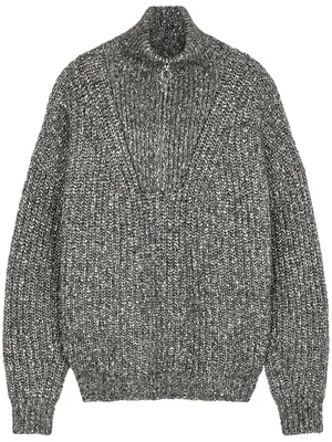Isabel Marant Myclan Grey Half-zip Cotton-blend Jumper