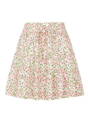 Alice + Olivia Vinita Floral-print Tiered Mini Skirt