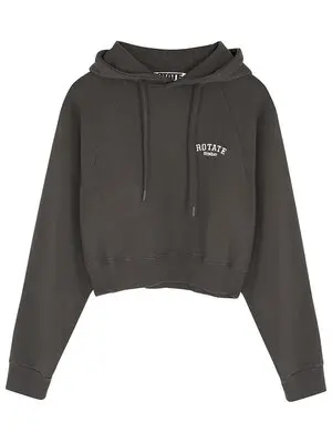 ROTATE BY BIRGER CHRISTENSEN Viola Charcoal Cropped Cotton Sweatshirt