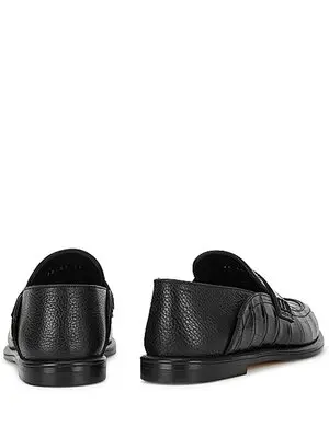 Loewe Black Crocodile-effect Leather Loafers