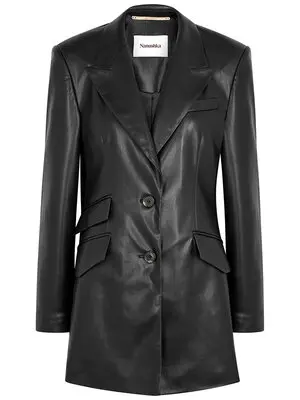 Nanushka Cancun Black Faux Leather Blazer