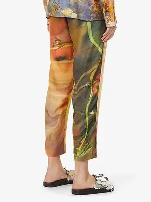 Collina Strada Charlie Floral-print Tapered High-rise Recycled-cellulosic Trousers
