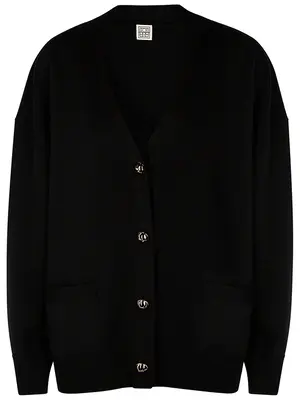 TOTEME Vinci Black Merino Wool Cardigan