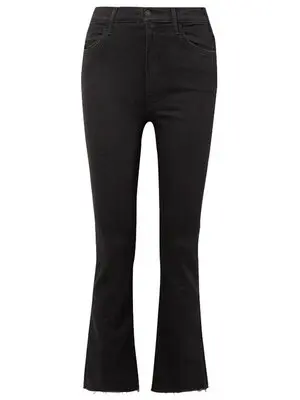 MOTHER The Hustler Cropped Frayed High-rise Flared Jeans