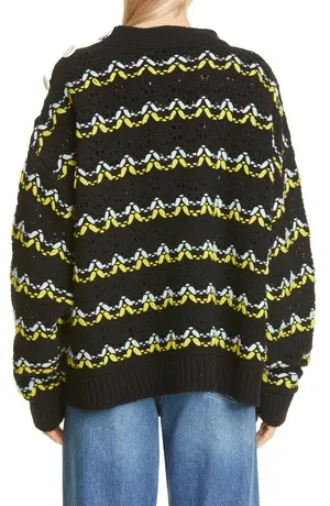 MERYLL ROGGE Layered Pointelle Merino Wool Sweater