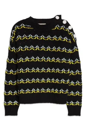 MERYLL ROGGE Layered Pointelle Merino Wool Sweater
