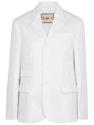 Plan C White Stretch-twill Blazer