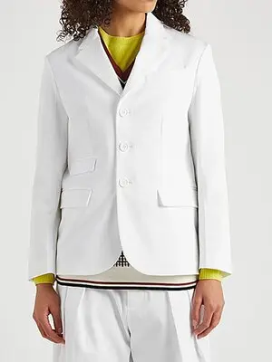 Plan C White Stretch-twill Blazer