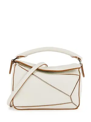 Loewe Puzzle Mini White Leather Cross-body Bag