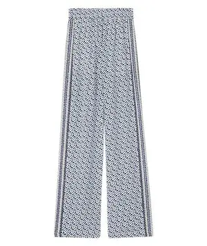 Burberry Monogram Stripe Print Silk Wide-leg Trousers