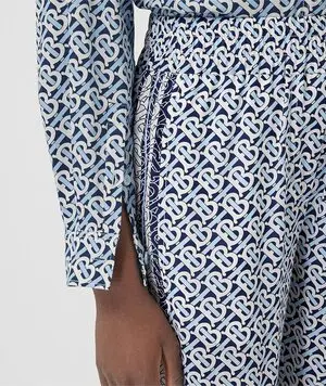 Burberry Monogram Stripe Print Silk Wide-leg Trousers