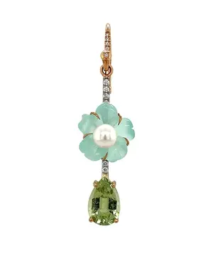 irene neuwirth-One-of-A-kind Green Calcite Flower And Tourmaline Rose Gold Single Earring