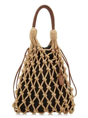 Prada Leather And Macrame Tote