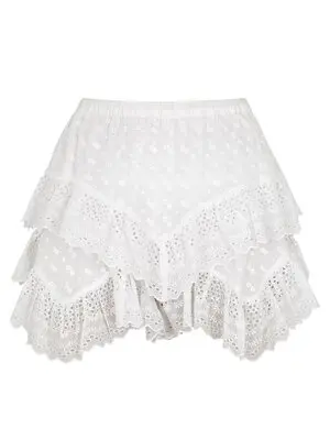 Isabel Marant Teocadia White Embroidered Cotton Shorts