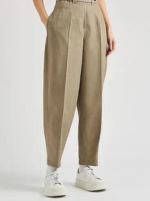 JIL SANDER Stone Tapered Wool Trousers