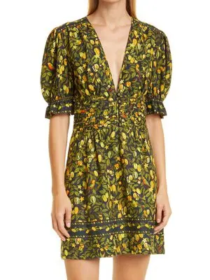 Farm Rio Star Fruit Linen Blend Dress