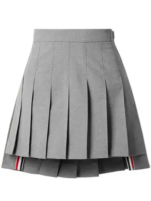 Thom Browne Grosgrain-trimmed Pleated Wool-blend Mini Skirt
