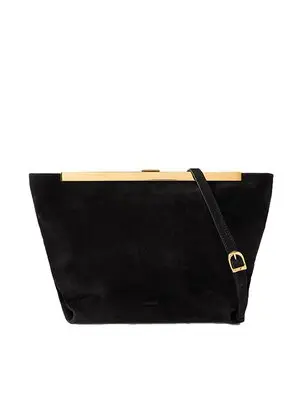 Khaite Augusta Envelope Pleat Suede Shoulder Bag