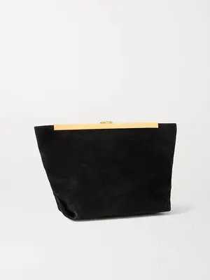 Khaite Augusta Envelope Pleat Suede Shoulder Bag