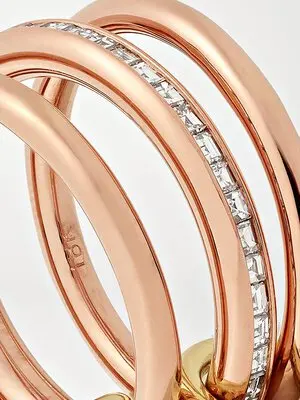 SPINELLI KILCOLLIN Renè Set Of Three 18-karat Yellow And Rose Gold Diamond Rings