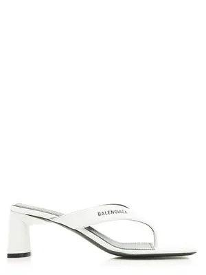 Balenciaga Double Square Logo Leather Sandals