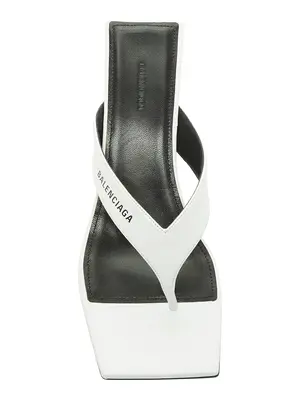 Balenciaga Double Square Logo Leather Sandals