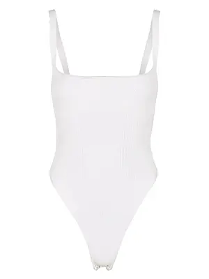 Gauge81 Arona White Ribbed-knit Bodysuit