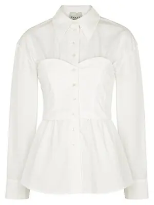 A.W.A.K.E. Mode White Poplin Corset Shirt
