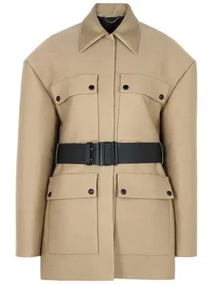 Magda Butrym Taupe Belted Wool-blend Jacket