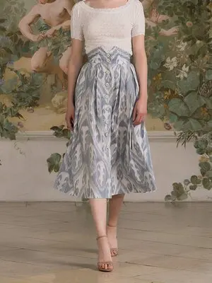 lena hoschek - Salon Pleated Printed Cotton Midi Skirt
