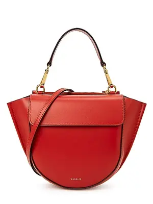 WANDLER Hortensia Mini Red Leather Top Handle Bag