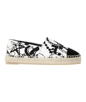Chanel Printed Fabric & Grosgrain Espadrilles