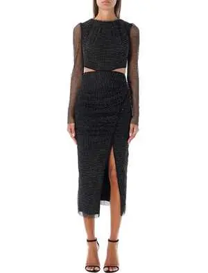 self portrait midi dresses Pink Lace Embellished Midi Dress