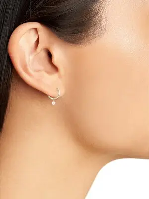 Ef Collection Pearl & Diamond Huggie Hoops