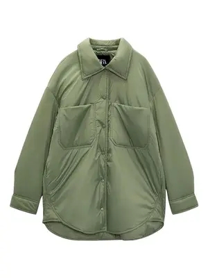 Zara Water Repellent Quilted Oversized Shirt