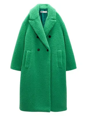 Zara Double Breasted Fleece Coat