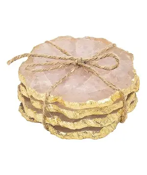 GOGLINGER Godinger Quartz Gold Edged Coasters