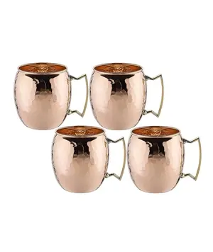 OLD DUTCH INTERNATIONAL Old Dutch Set Of 4 Hammered Solid Copper Mosco W Mule Mugs - One-color