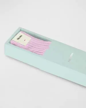 STEMS Ribbed Lux Cashmere Socks - Pink