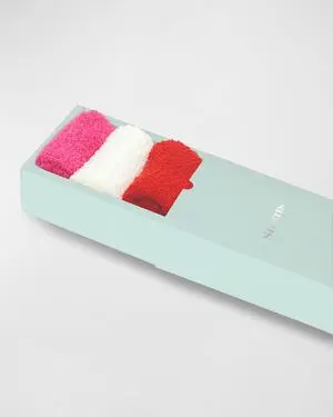STEMS Plush Cozy Ankle Socks 3-pack - Red/ivory/fuchsia
