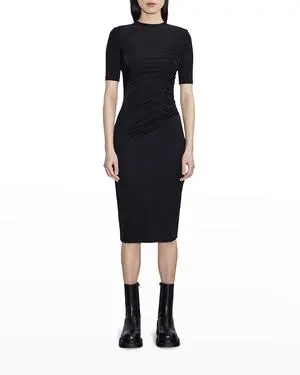 ET OCHS Isabelle Ruched Midi Dress - Black