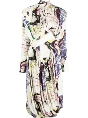 Stella McCartney All-over Graphic-print Dress - Neutrals