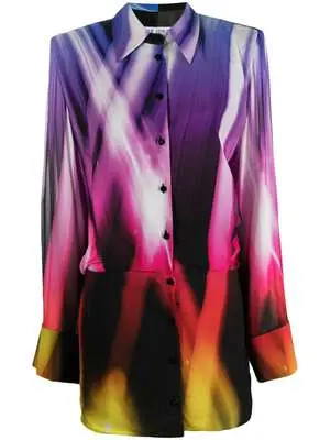Attico Abstract-print Shirt Dress - Purple