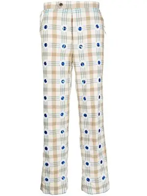 BODE Embellished Checked Trousers