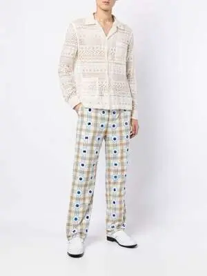 BODE Embellished Checked Trousers