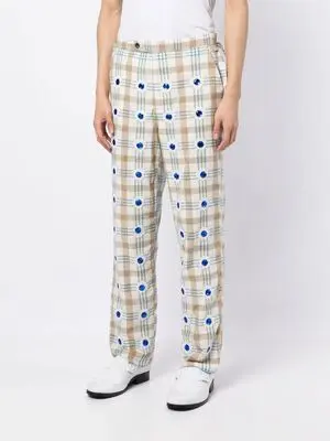 BODE Embellished Checked Trousers